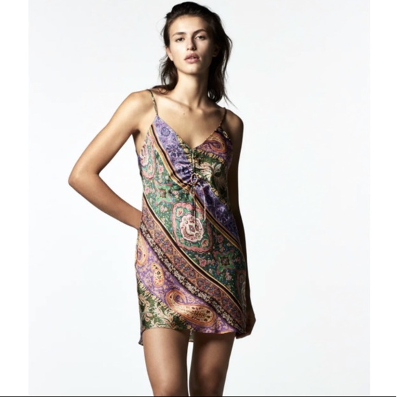Zara | Dresses | Zara Printed Multi Color Mini Dress Nwt | Poshmark